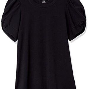 Amazon Essentials Women's Classic-Fit Twist Sleeve Crewneck T-Shirt, Black, Medium