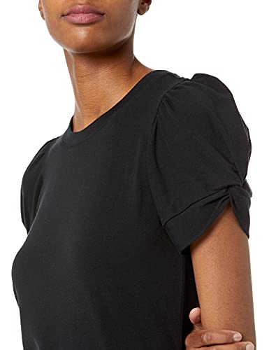 Amazon Essentials Women's Classic-Fit Twist Sleeve Crewneck T-Shirt, Black, Medium