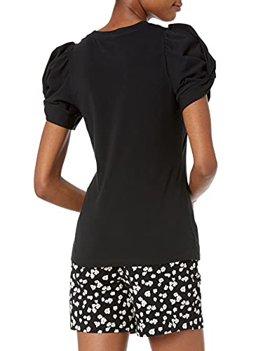 Amazon Essentials Women's Classic-Fit Twist Sleeve Crewneck T-Shirt, Black, Medium