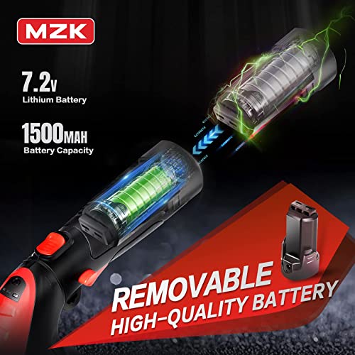 MZK 7.2V Cordless Grass Shear & Hedge Trimmer - 2-in-1 Electric Shrub Trimmer/Handheld Hedge Cutter/Grass Trimmer/Hedge Clipper with Removable Battery and Charger