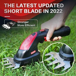 MZK 7.2V Cordless Grass Shear & Hedge Trimmer - 2-in-1 Electric Shrub Trimmer/Handheld Hedge Cutter/Grass Trimmer/Hedge Clipper with Removable Battery and Charger