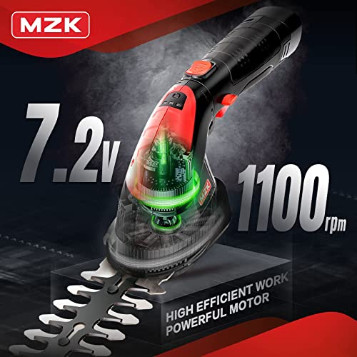 MZK 7.2V Cordless Grass Shear & Hedge Trimmer - 2-in-1 Electric Shrub Trimmer/Handheld Hedge Cutter/Grass Trimmer/Hedge Clipper with Removable Battery and Charger