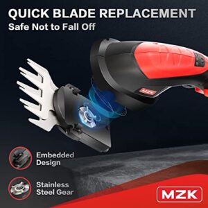 MZK 7.2V Cordless Grass Shear & Hedge Trimmer - 2-in-1 Electric Shrub Trimmer/Handheld Hedge Cutter/Grass Trimmer/Hedge Clipper with Removable Battery and Charger