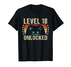 gaming vintage 18th birthday gift 18 year old boy girl gamer t-shirt