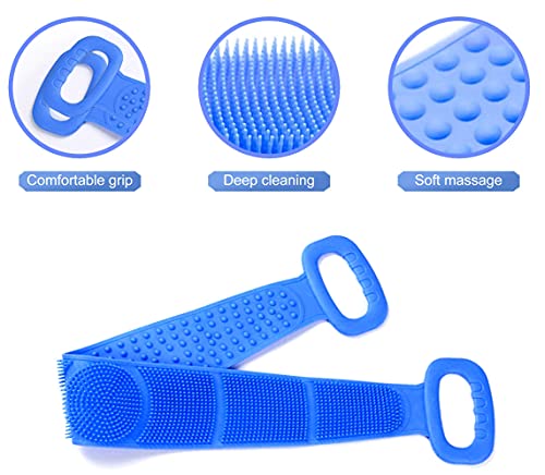 Silicone Back Scrubber for Shower/Silicone Body scrubber and Foot scrub/Exfoliating brush - Extra-large and Dual-sided texture fulfilling all your cleaning needs.