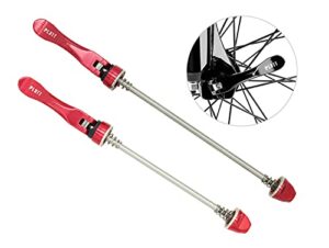 platt bike quick release skewers mtb wheel hub skewers front and rear axle fit for road bike,mountain bike, bmx (red,1pair)