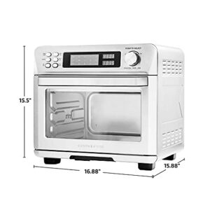 OVENTE Air Fryer Toaster Oven Combo, 26 Qt Stainless Steel Countertop Convection Oven with 1700W Power, Digital Display and Accessories, Perfect for Pizza, Roast, Bake, Toast & Broil, Silver OFD4025BR