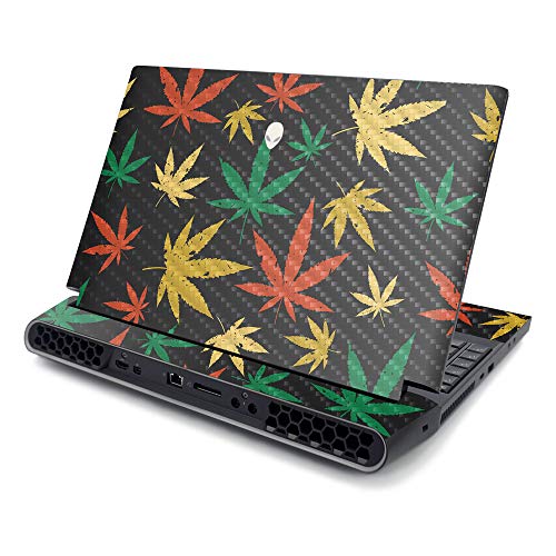 MightySkins Carbon Fiber Skin Compatible with Alienware Area-51M 17" (2019) - Rastafari Kush | Protective, Durable Textured Carbon Fiber Finish | Easy to Apply and Change Style | Made in The USA