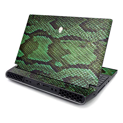 MightySkins Carbon Fiber Skin Compatible with Alienware Area-51M 17" (2019) - Green Serpent | Protective, Durable Textured Carbon Fiber Finish | Easy to Apply and Change Style | Made in The USA