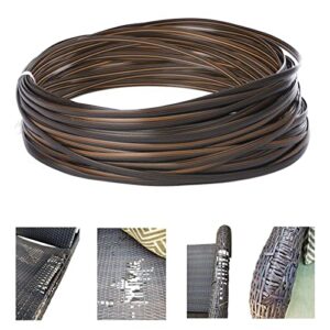 120ft wicker repair supplies, two-tone gradient dark brown with light brown stripes, plastic rattan material for patio chair repair flat wicker furniture repair replacement