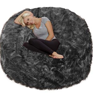 chill sack bean bag chair: giant 6' memory foam furniture bean bag - big sofa plush faux fur cover