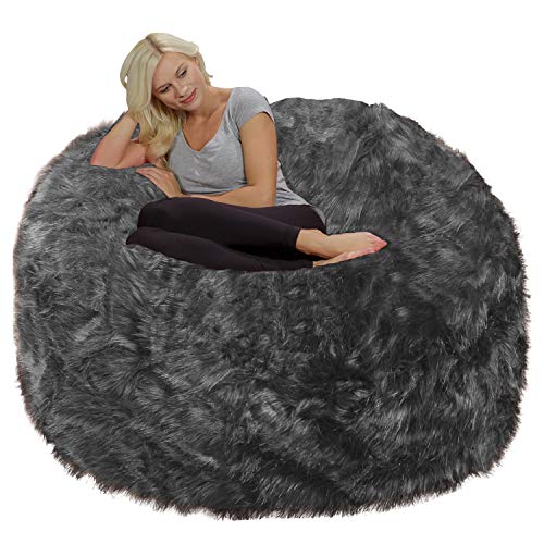 Chill Sack Bean Bag Chair: Giant 6' Memory Foam Furniture Bean Bag - Big Sofa Plush Faux Fur Cover