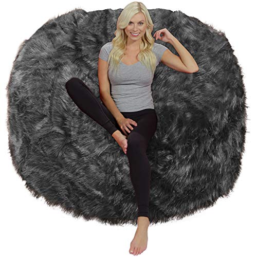 Chill Sack Bean Bag Chair: Giant 6' Memory Foam Furniture Bean Bag - Big Sofa Plush Faux Fur Cover