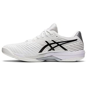 asics men's solution speed flytefoam 2 tennis shoes, 10.5, white/black