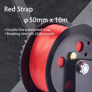 TYT 3500LB Boat Trailer Strap Winch with 10M Red Strap, Sturdy Long-Lasting Gear Hand Crank Winch, Operated Two Way Ratchet Manual Winches for Towing Pulley Boat Trailer Truck RV Jet Ski Marine Winch