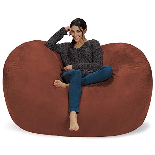 Chill Sack Bean Bag Chair Cover, 6-feet, Soft Faux Linen Brown