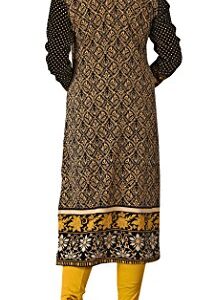 Women's Long Kurti Indian Kurti Top Tunic India Clothes (Black/Brown, 4XL)