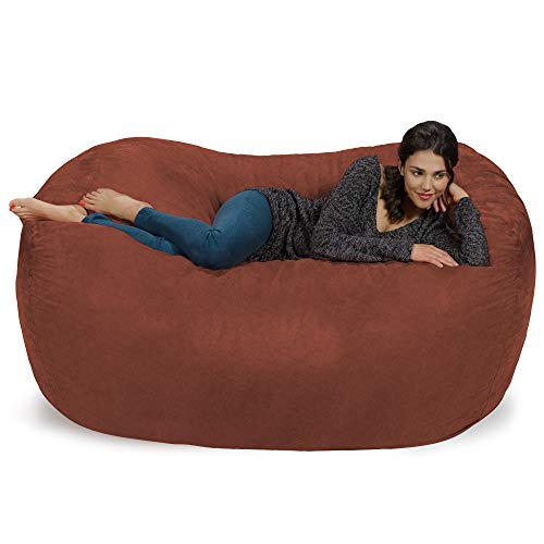 Chill Sack Bean Bag Chair Cover, 6-feet, Soft Faux Linen Brown