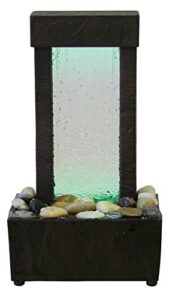 nature's mark 10" h crackled glass light show tabletop water fountain with natural river rocks and color changing led lights (cordless)