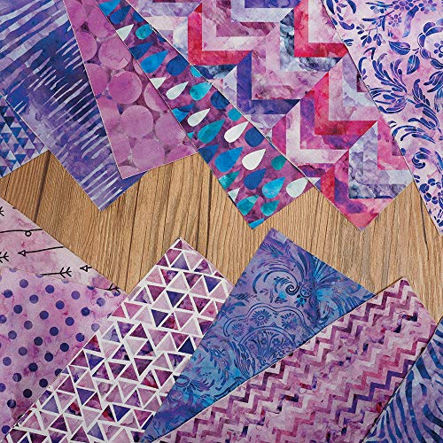 Chuanshui 12 PCS 11.4 x 11.4 inches (29 x 29 CM) 100% Cotton Craft Fabric Bundle for Patchwork 12 Different Pattern Pre-Cut Quilting Fabric Square for DIY Craft Sewing (Purple Pattern)