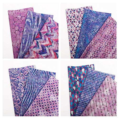 Chuanshui 12 PCS 11.4 x 11.4 inches (29 x 29 CM) 100% Cotton Craft Fabric Bundle for Patchwork 12 Different Pattern Pre-Cut Quilting Fabric Square for DIY Craft Sewing (Purple Pattern)