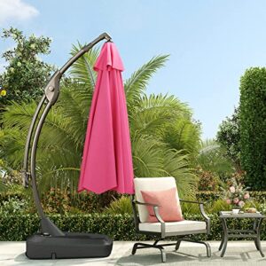 Grand patio Deluxe NAPOLI 12FT Patio Umbrella, Curvy Aluminum Cantilever Umbrella with Base, Round Large Offset Umbrellas for Garden Deck Pool (Red, 12 FT)