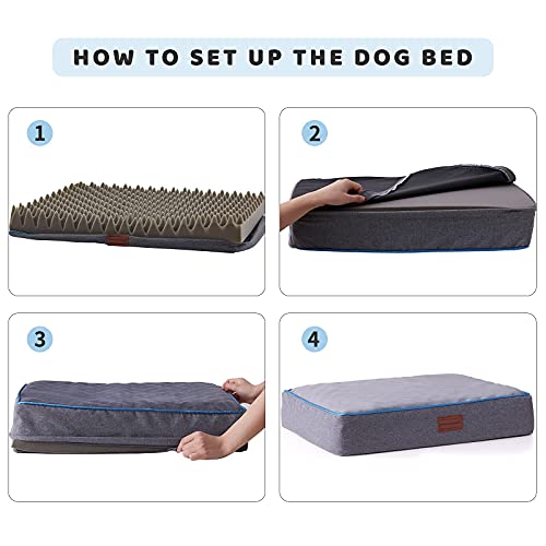 SunStyle Home Dog Bed for Large Dog Bed Small Dog Bed L Dog Bed Up to 50/75/100lbs Orthopedic Egg Crate Foam