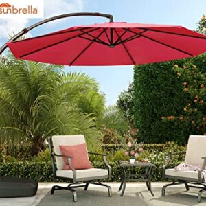 Grand patio Deluxe NAPOLI 12FT Patio Umbrella, Curvy Aluminum Cantilever Umbrella with Base, Round Large Offset Umbrellas for Garden Deck Pool (Red, 12 FT)