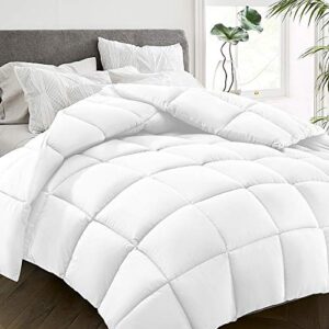 hyleory all season queen size bed comforter - cooling goose down alternative quilted duvet insert with corner tabs - winter warm - machine washable - white