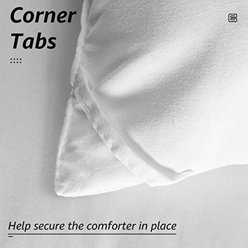 HYLEORY All Season Queen Size Bed Comforter - Cooling Goose Down Alternative Quilted Duvet Insert with Corner Tabs - Winter Warm - Machine Washable - White