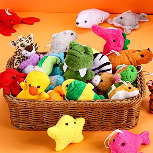 42 Pieces Mini Plush Animals Toys Set, Cute Small Stuffed Animal Plush Keychain Decorations for Themed Party Favors, Carnival Prizes, Classroom Rewards, Goody Bags Filler for Boys Girls