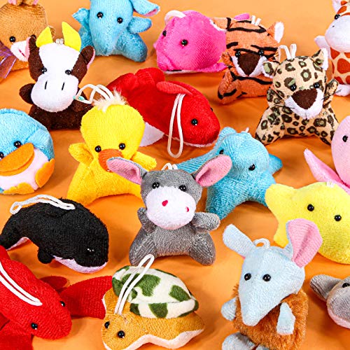 42 Pieces Mini Plush Animals Toys Set, Cute Small Stuffed Animal Plush Keychain Decorations for Themed Party Favors, Carnival Prizes, Classroom Rewards, Goody Bags Filler for Boys Girls