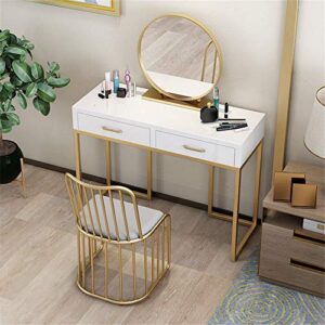 Teerwere Dressing Table Dressing Table Wrought Iron Dressing Table Simple Bedroom Multi-Functional Makeup Table and Chair Dressing Table with Mirror (Color : 2, Size : 80x40cm)