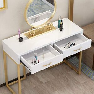 Teerwere Dressing Table Dressing Table Wrought Iron Dressing Table Simple Bedroom Multi-Functional Makeup Table and Chair Dressing Table with Mirror (Color : 2, Size : 80x40cm)