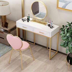 Teerwere Dressing Table Dressing Table Wrought Iron Dressing Table Simple Bedroom Multi-Functional Makeup Table and Chair Dressing Table with Mirror (Color : 2, Size : 80x40cm)