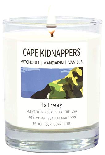 Fairway Premium Candle for Sport Lovers | All Natural Scented Vegan Soy Wax | Hand Poured in USA | Golf Candles | Bucket List Cape Kidnappers | Scent Patchouli,Mandarin,Vanilla | 13.5 oz Glass Tumbler