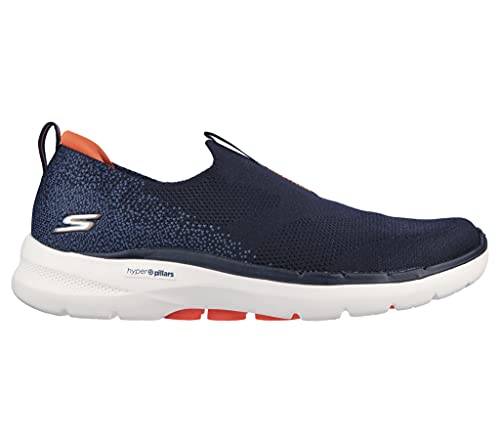 Skechers Men's Gowalk 6-Stretch Fit Slip-On Athletic Performance Walking Shoe, Navy/Orange, 12