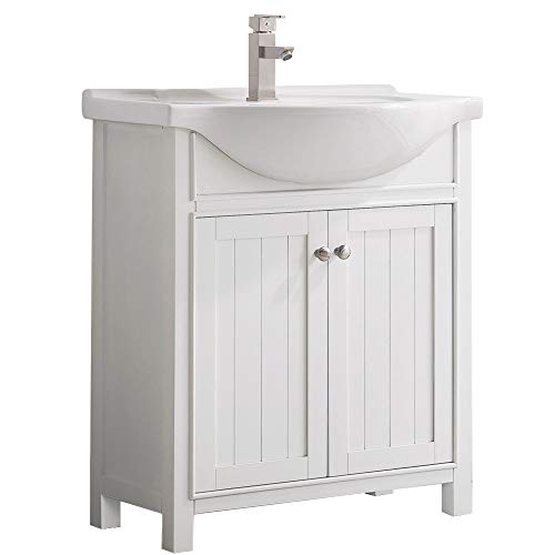 Luca Kitchen & Bath LC30HWP Pure Carson 30" Single Sink Bathroom Vanity White Porcelain Countertop-No Assembly Required