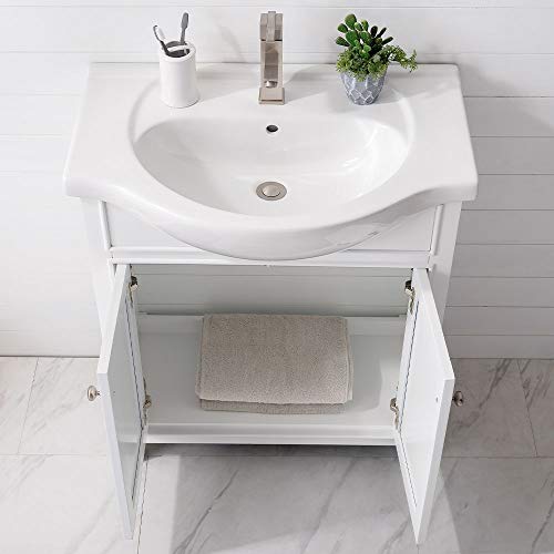 Luca Kitchen & Bath LC30HWP Pure Carson 30" Single Sink Bathroom Vanity White Porcelain Countertop-No Assembly Required