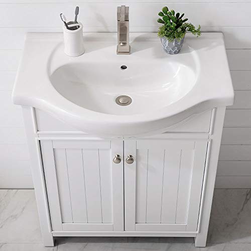 Luca Kitchen & Bath LC30HWP Pure Carson 30" Single Sink Bathroom Vanity White Porcelain Countertop-No Assembly Required