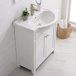 Luca Kitchen & Bath LC30HWP Pure Carson 30" Single Sink Bathroom Vanity White Porcelain Countertop-No Assembly Required