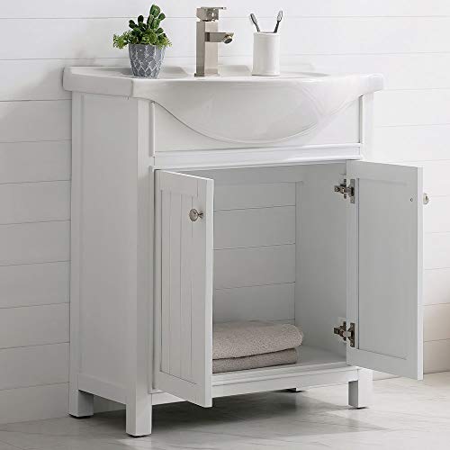 Luca Kitchen & Bath LC30HWP Pure Carson 30" Single Sink Bathroom Vanity White Porcelain Countertop-No Assembly Required