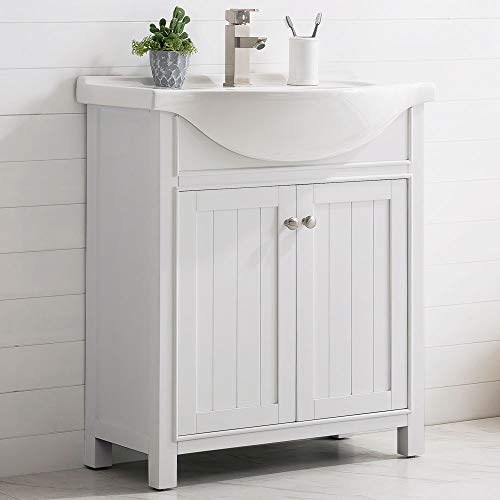 Luca Kitchen & Bath LC30HWP Pure Carson 30" Single Sink Bathroom Vanity White Porcelain Countertop-No Assembly Required