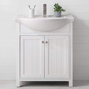 Luca Kitchen & Bath LC30HWP Pure Carson 30" Single Sink Bathroom Vanity White Porcelain Countertop-No Assembly Required