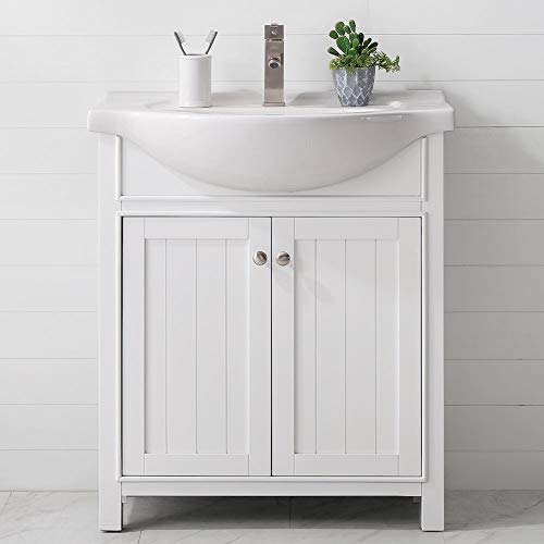 Luca Kitchen & Bath LC30HWP Pure Carson 30" Single Sink Bathroom Vanity White Porcelain Countertop-No Assembly Required