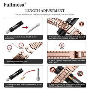 Fullmosa 18mm Stainless Steel Watch band, Quick Release Watch strap Compatible with Garmin Vivoactive 4S/Vivomove 3S/Active S/Venu 2S/Move 3S, Huawei Watch 1st, Rose Gold