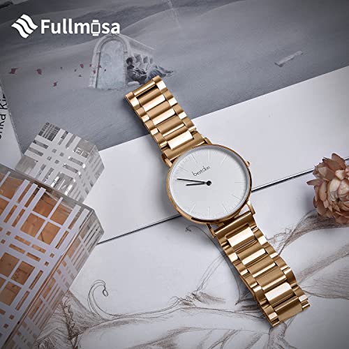 Fullmosa 18mm Stainless Steel Watch band, Quick Release Watch strap Compatible with Garmin Vivoactive 4S/Vivomove 3S/Active S/Venu 2S/Move 3S, Huawei Watch 1st, Rose Gold