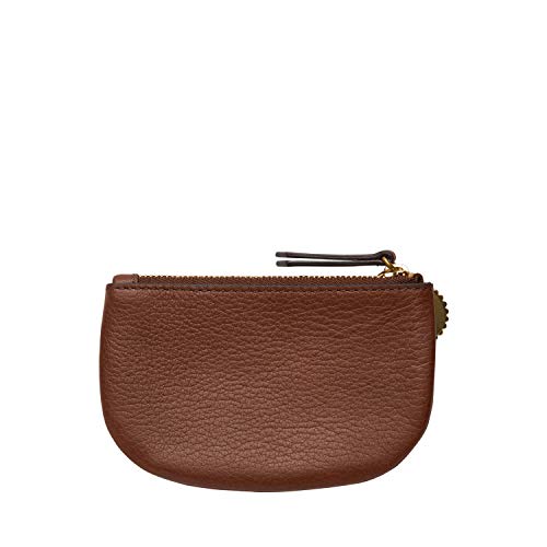 Fossil Women's Polly Leather Wallet Zip Pouch with Keychain, Brown (Model: SLG1465200)