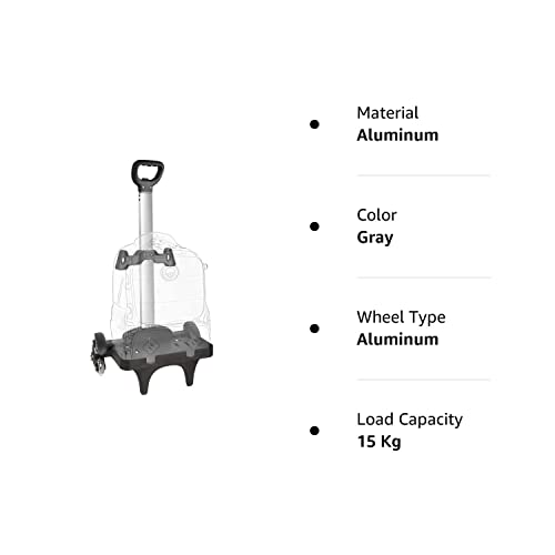 Backpack Trolley, Wheeled Cart Aluminum Alloy, Folding Trolley Cart for Schoolbag, 6 Wheels Luggage Cart with Edge Guard