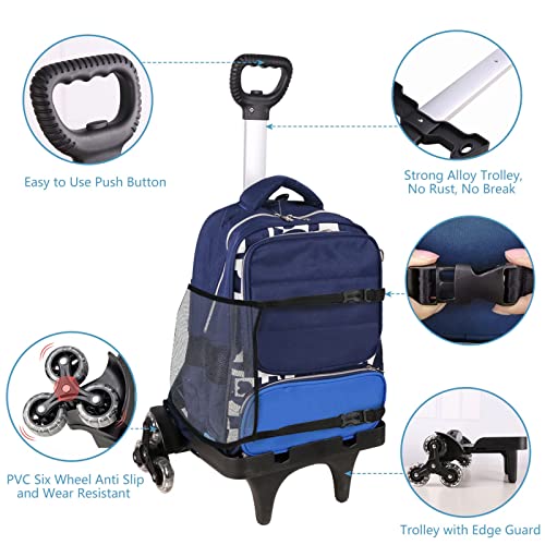 Backpack Trolley, Wheeled Cart Aluminum Alloy, Folding Trolley Cart for Schoolbag, 6 Wheels Luggage Cart with Edge Guard